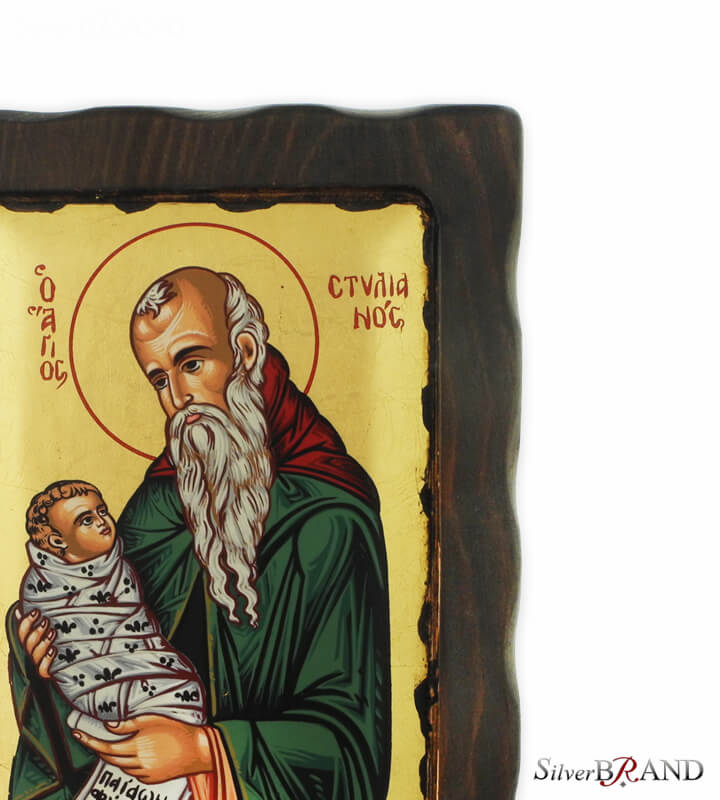 Saint Stylianos of Paphlagonia Wooden Icon 23x17cm